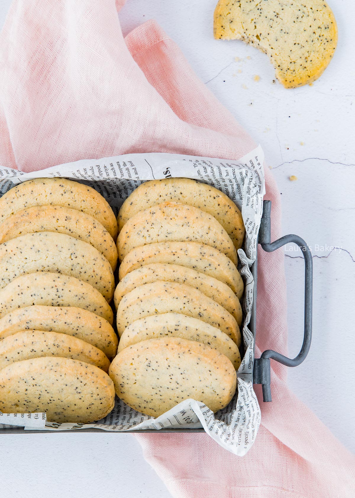 Lemon Poppy Seed Shortbread Cookies - In Laura's Bakery